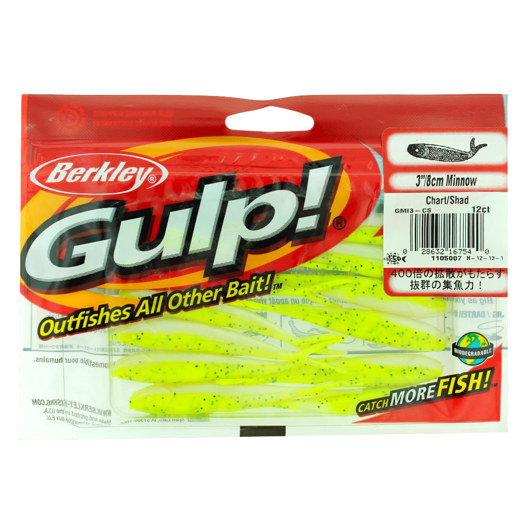 Gulp! Minnow Soft Bait – 3″ Length, Chartreuse Shad, Per 12