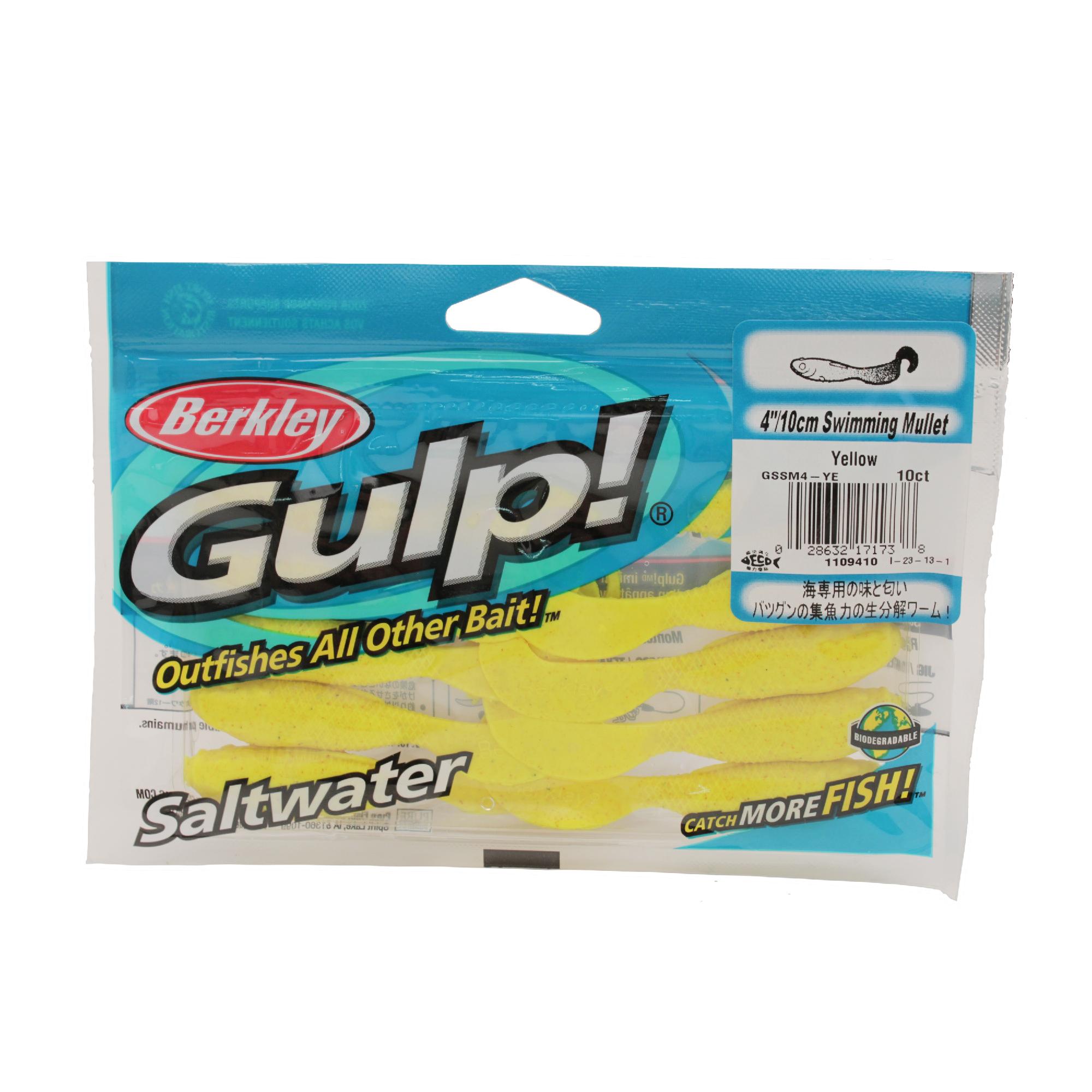 Gulp! Swimming Mullet Soft Bait – 4″ Length, Yellow, Per 10
