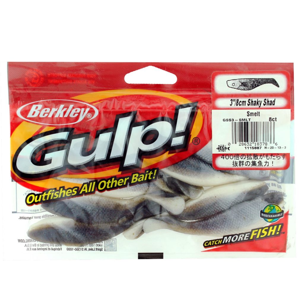 Gulp! Shaky Shad Soft Bait 3″ Length, Smelt