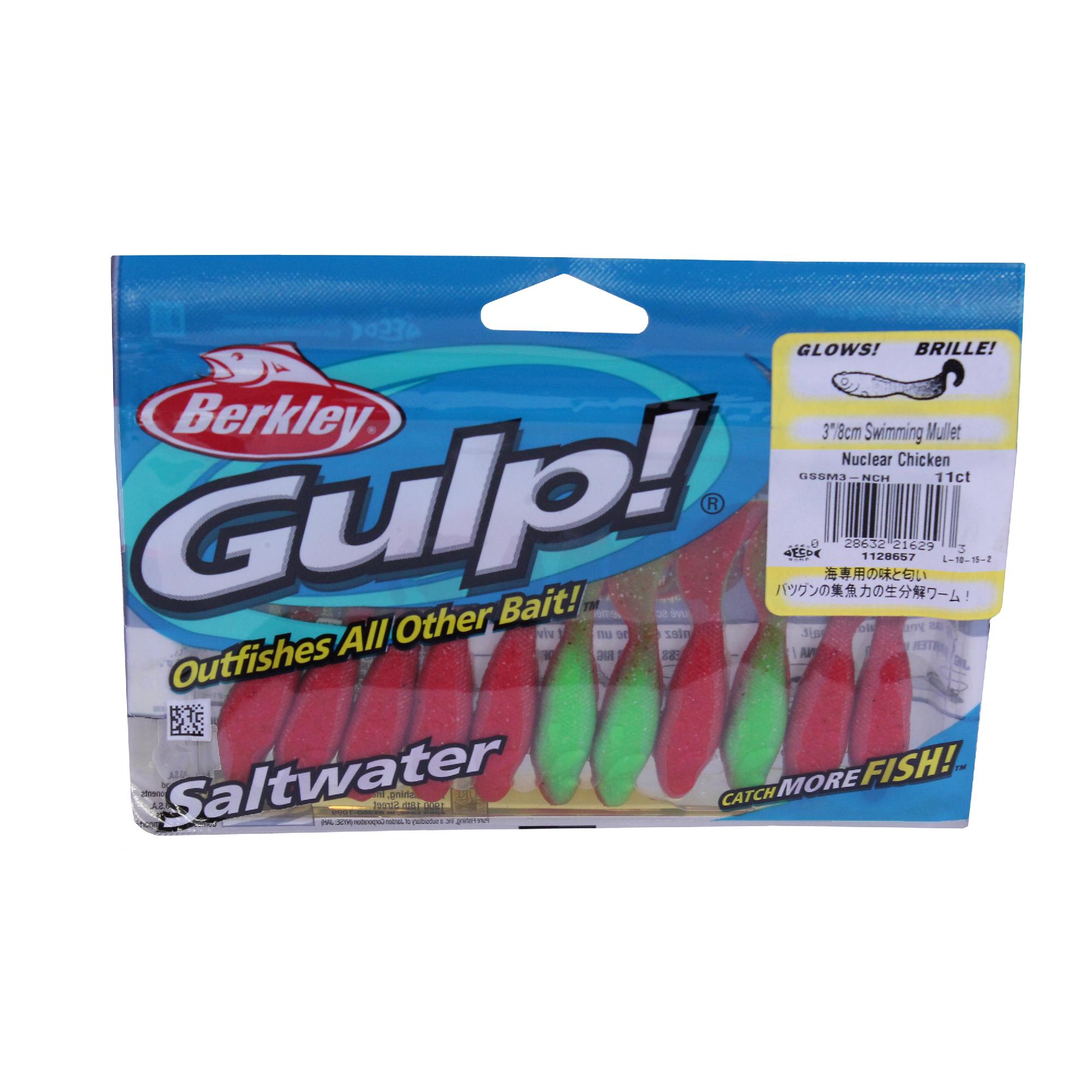 Gulp! Swimming Mullet Soft Bait – 3″ Length, Nuclear Chicken Glow, Per 11