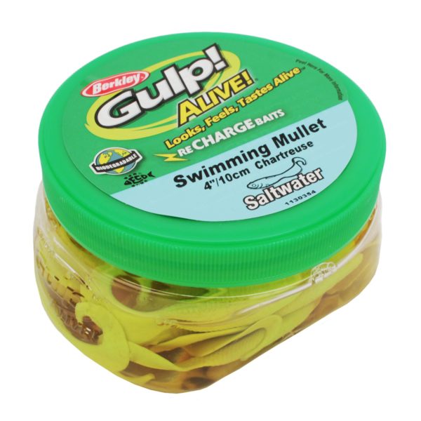 Gulp! Alive! Swimming Mullet Soft Bait – 4″ Length, Chartreuse