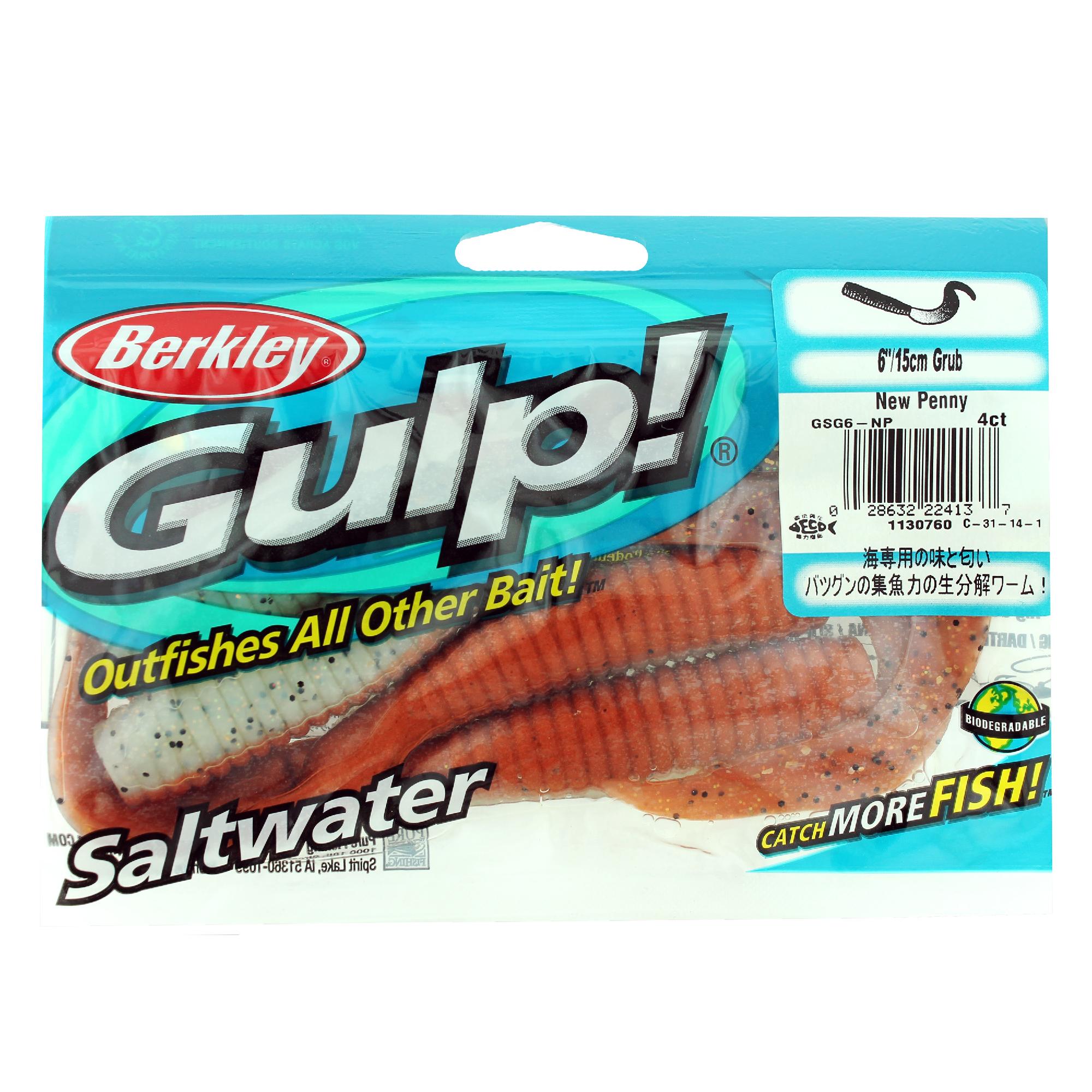 Gulp! Grub Soft Bait – 6″ Length, New Penny, Per 4