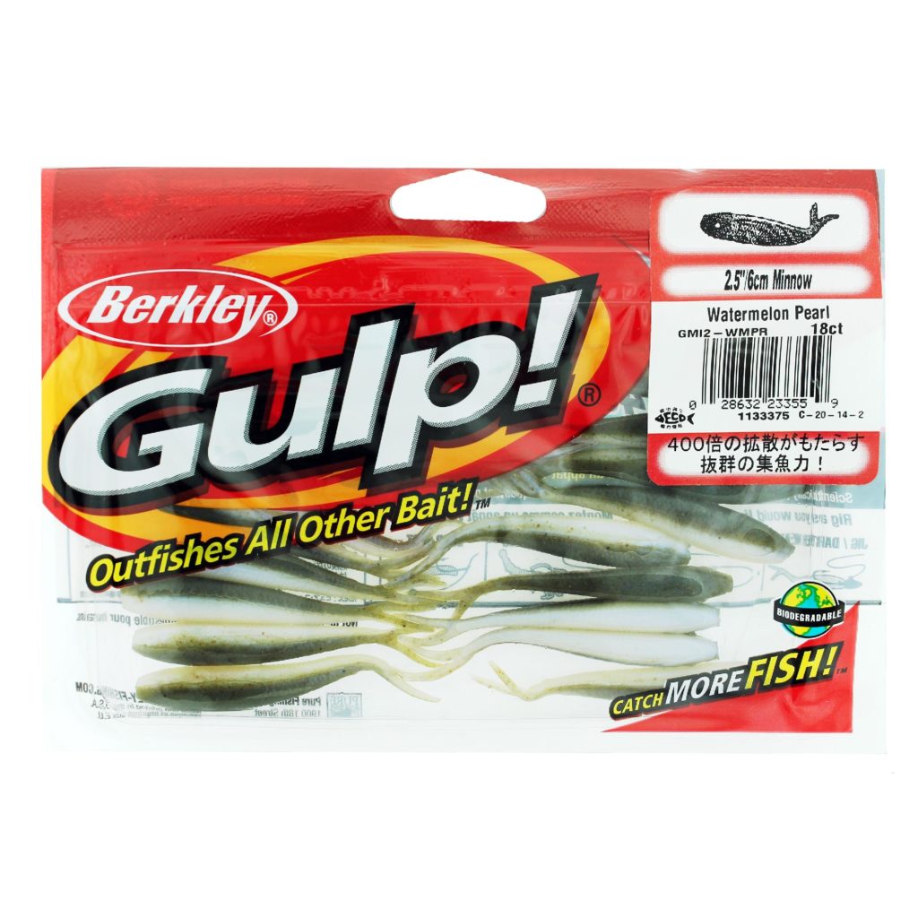 Gulp! Minnow Soft Bait – 2 1-2″ Length, Watermelon Pearl, Per 18