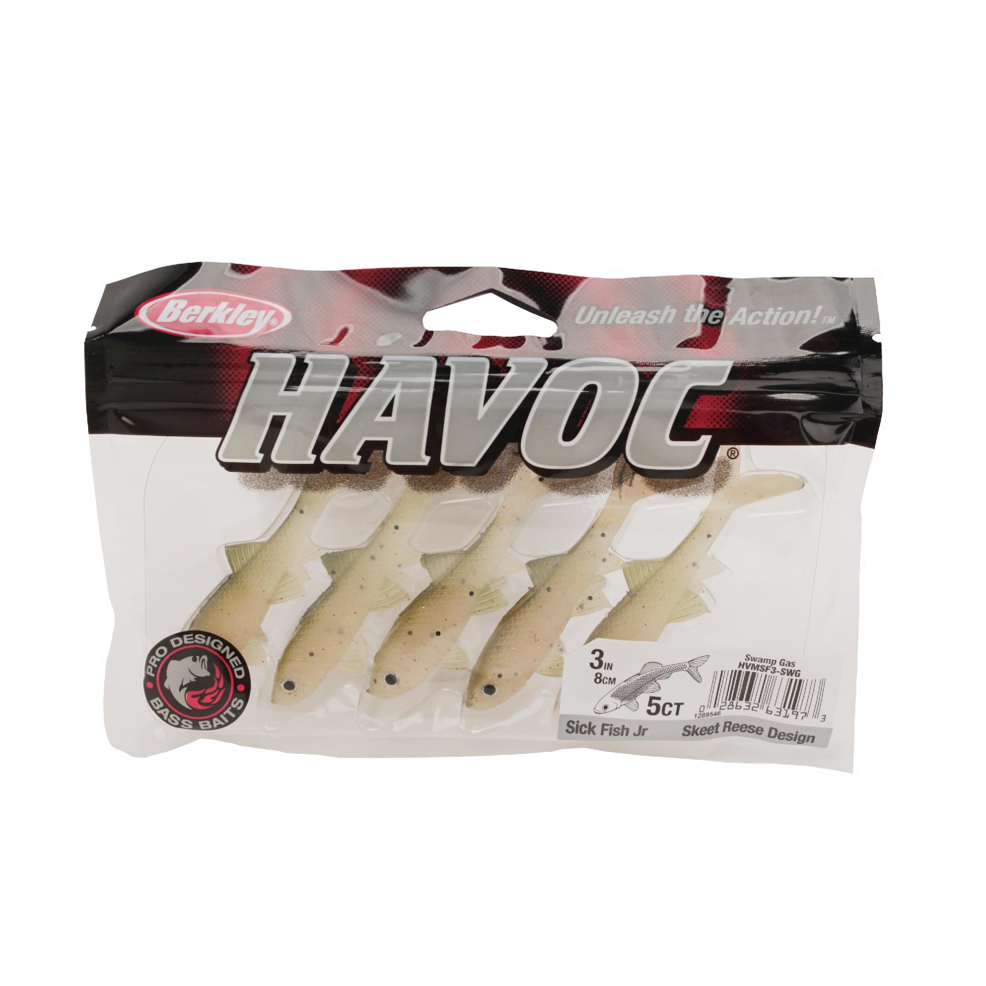 Havoc Sick Fish Soft Bait – Junior, 3″ Length, Swamp Gas, Per 5