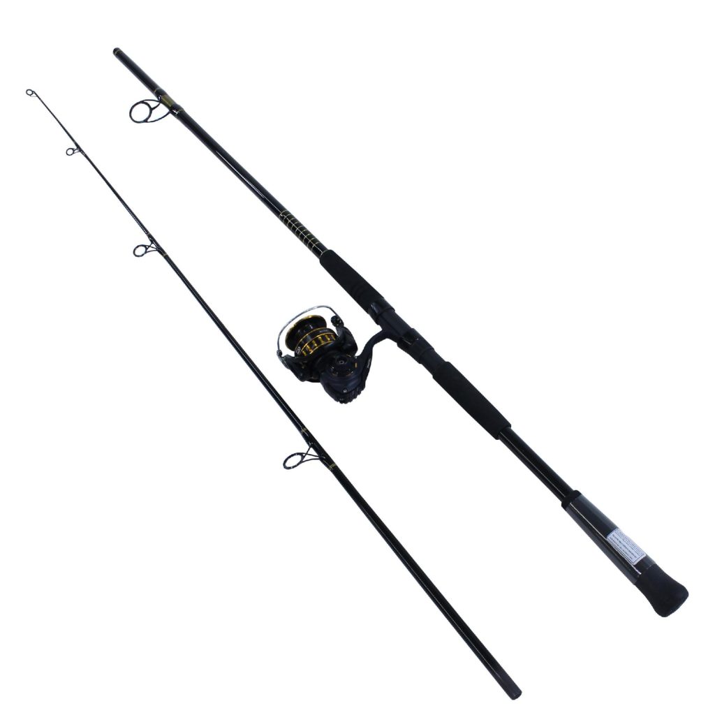 BG Saltwater Pre-Mounted Spinning Combo – 8′ Length, 2 Piece Rod, 7 ...