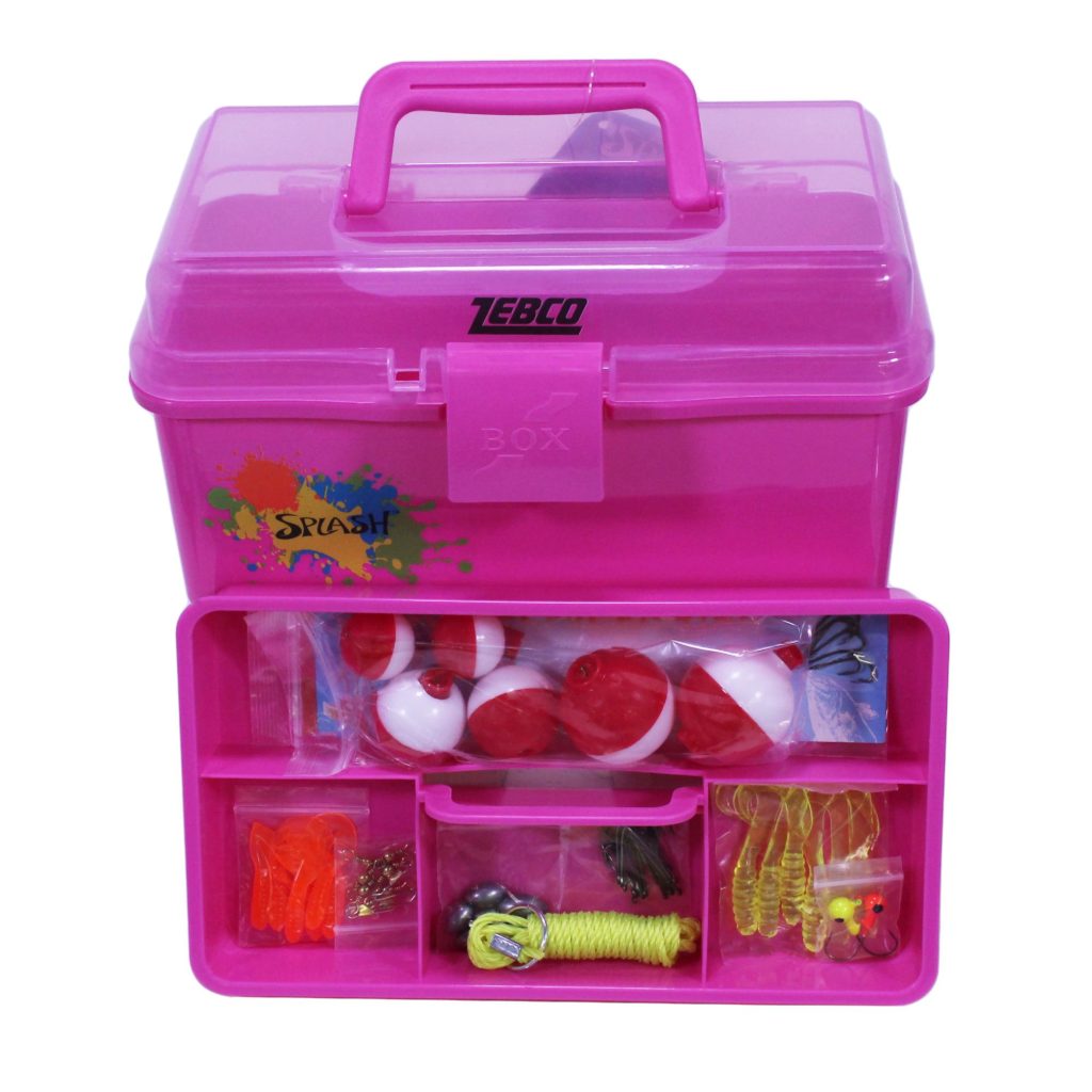 Kids Splash Tackle Box Transparent Lid, 57 Pc Tackle Assortment
