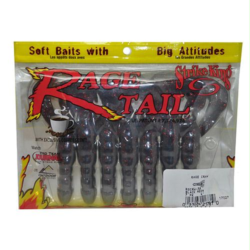 Rage Tail Craw Soft Lure – 4″ Body Length, Black Neon, Per 7