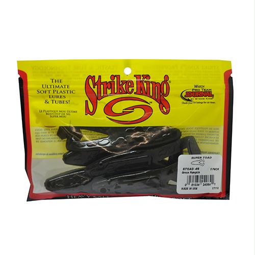 Super Toad Soft Bait Lure – 4″ Body Length, Green Pumpkin, Per 5