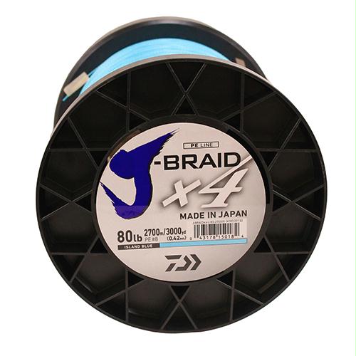 J-Braid x4 Braided Line – 3000 Yards, 80 lbs Tested, .014″ Diameter ...